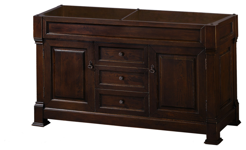 60 Inch Double Bathroom Vanity in Dark Cherry - Traditional - Bathroom ...