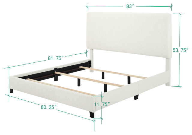 Legends Home King Size White Boucle Upholstered Platform Bed ...