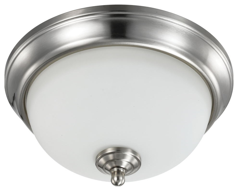 19W 11 in. LED Flush Mount, 3K Dim, Brushed Nickel Frosted Glass ...