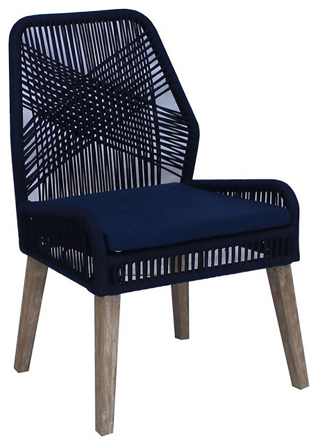 Nakia Woven Rope Dining Chairs Dark Navy, Set of 2 - Beach Style ...