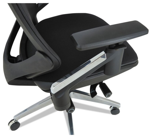 Modern Office Chair, Padded Seat With Micro Mesh Back & Pivoting Arms ...