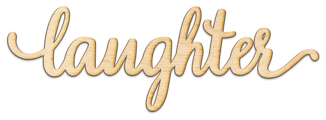 Laughter Script Wood Word Wall Art Sign - Contemporary - Novelty Signs ...