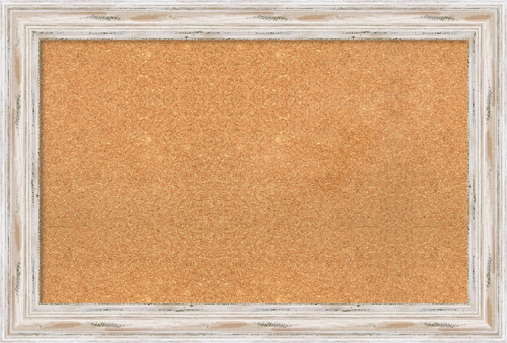 Framed Cork Board, Small-Large, Alexandria Whitewash Wood - French ...