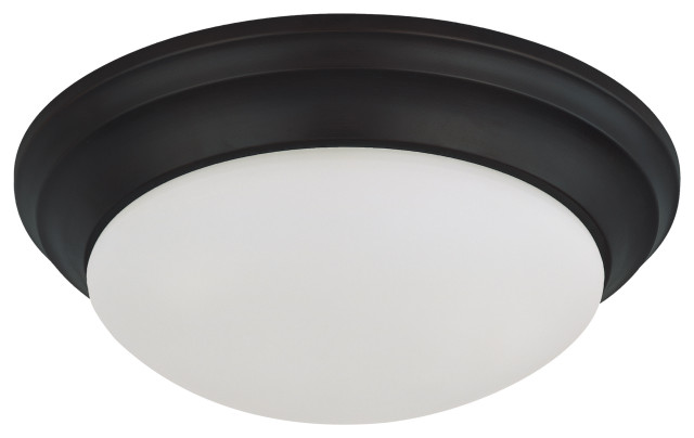 18W Flush Mount Twist & Lock Fixture - LED 12 in. Matte Black Frosted ...