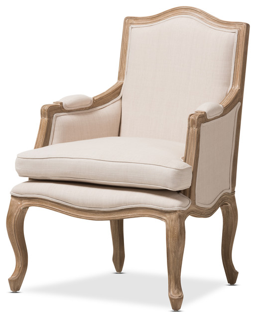 Nivernais Wood Traditional French Accent Chair - Traditional ...