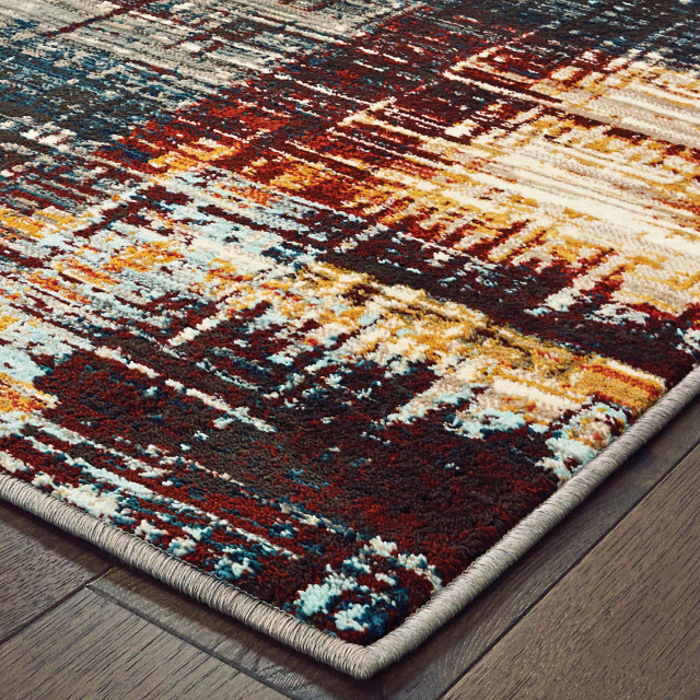 Casa Abstract Blue/Gold Area Rug, 3'10"x5'5" - Contemporary - Area Rugs ...