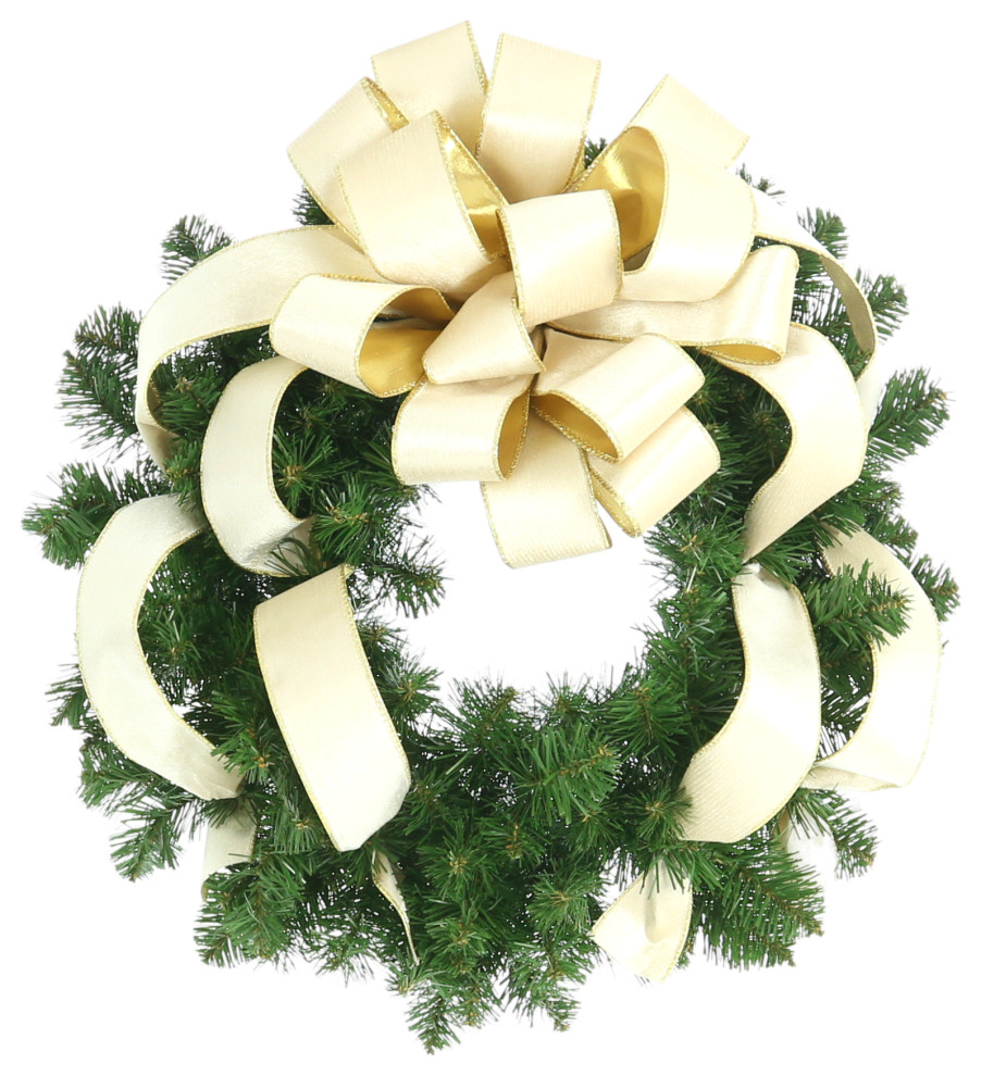 22" Wreath With A Cream Bow. - Traditional - Wreaths And Garlands - by ...
