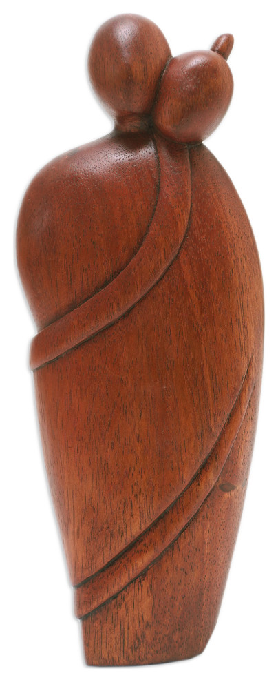 Novica Handmade Hug Therapy Wood Sculpture - Contemporary - Decorative ...