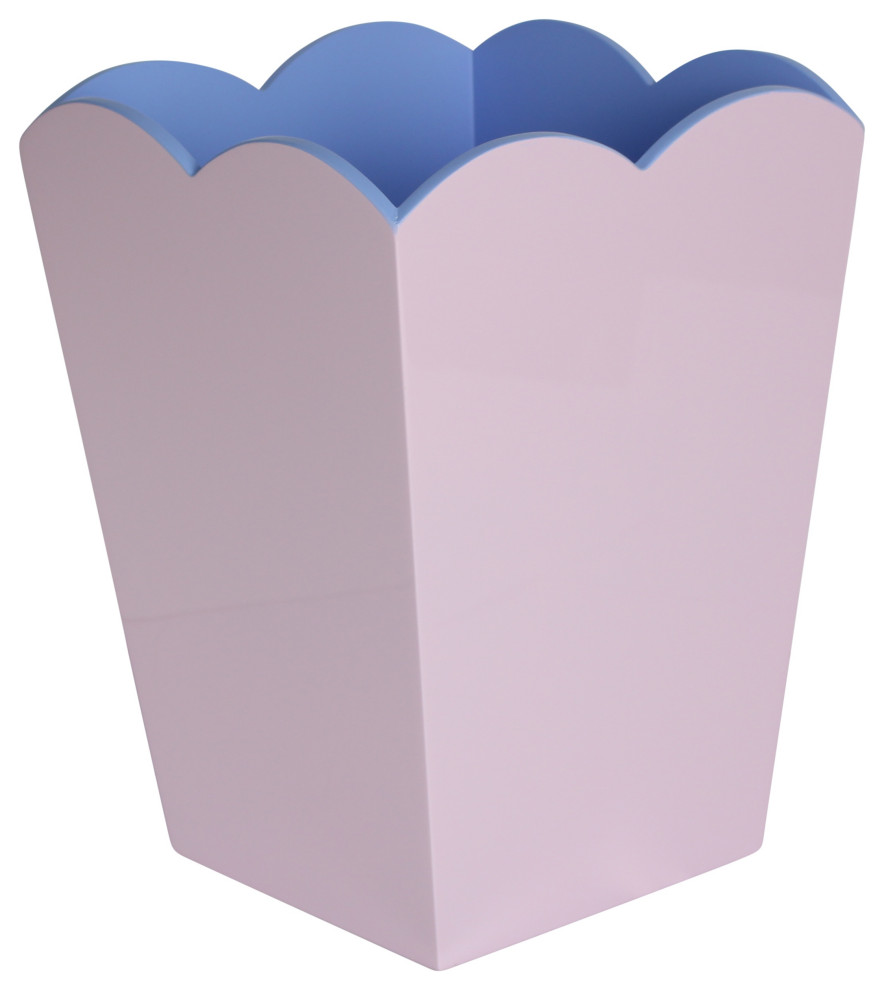 Addison Ross Lacquer Scalloped Waste Bin (Pink & Blue) - Contemporary ...