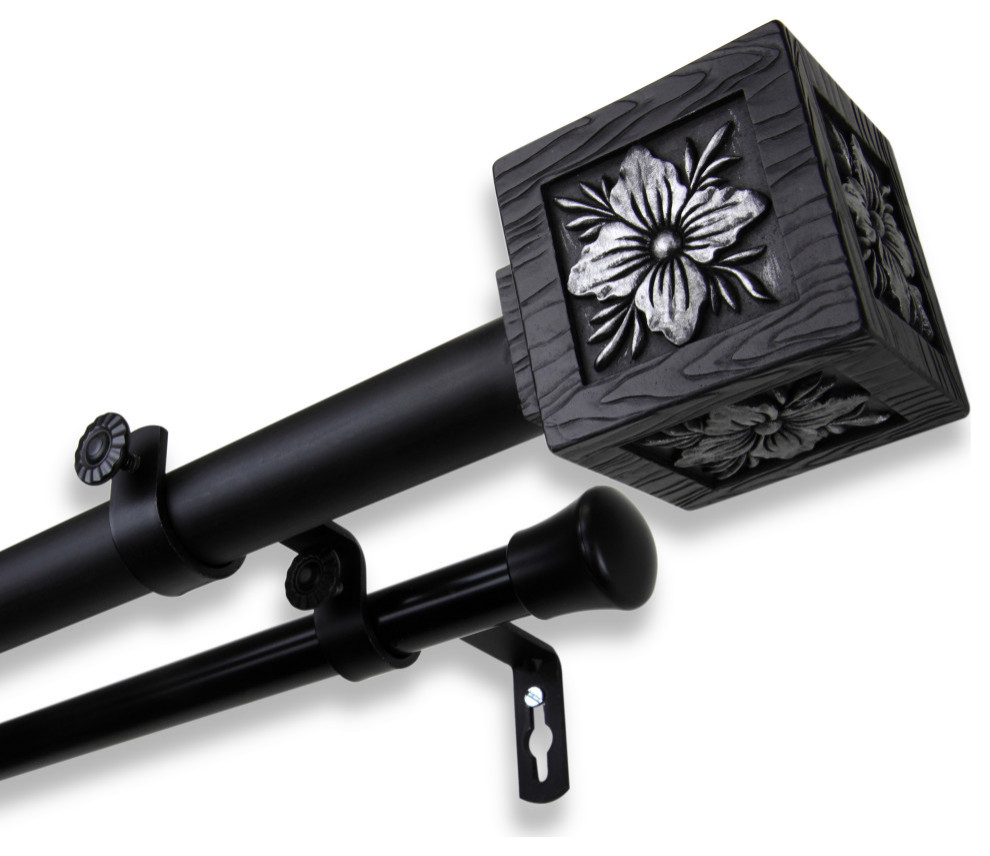 Zula 1" Double Curtain Rod, 48-84" - Traditional - Curtain Rods - by ...