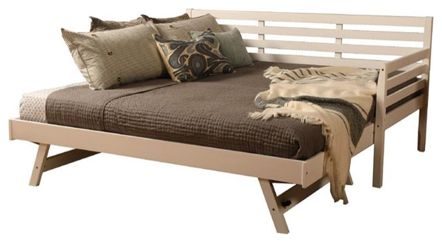 Kodiak Furniture Boho Wood Daybed with Pop Up Bed in White Finish ...