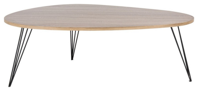 Bia Retro Mid Century Lacquer Coffee Table Oak/ Black - Midcentury ...