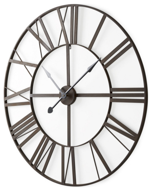 Pender Matte Black Iron 40" Round Wall Clock - Industrial - Wall Clocks ...