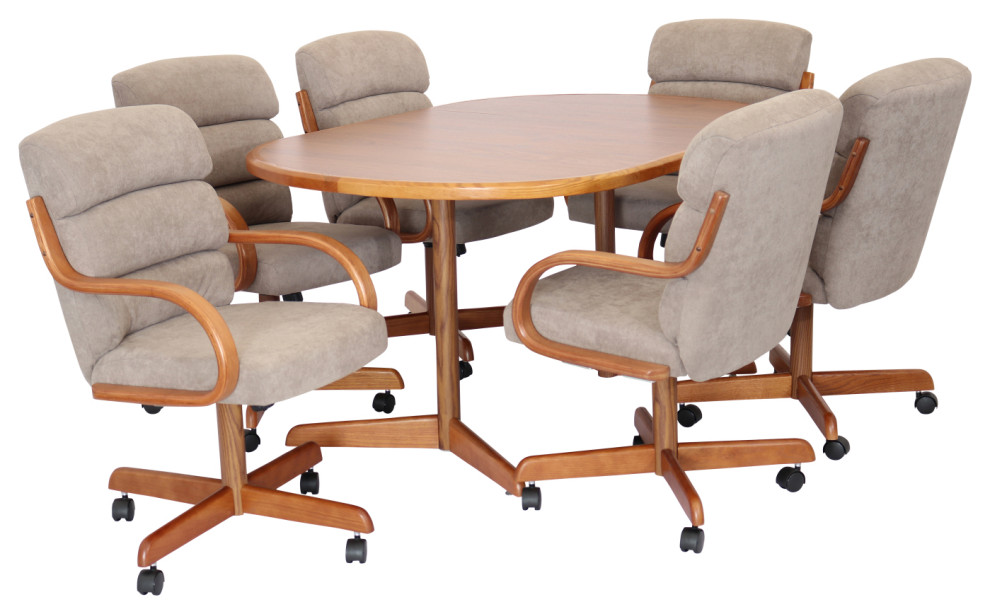 7-Piece 42x[42/60] Caster Dining Set Laminate Table Top & Stone Caster ...