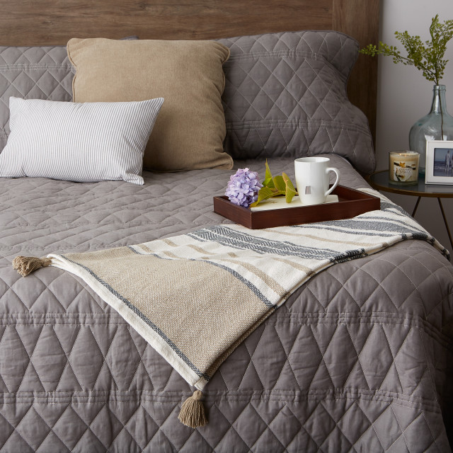 Stone & Mineral 2-Tone Chevron Stripe Throw - Farmhouse - Throws - by ...