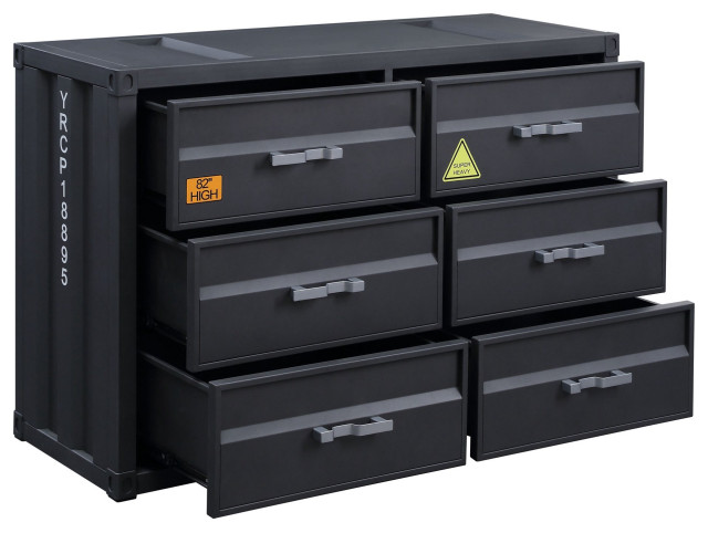 Industrial Double Dresser, Cargo Design With 6 Storage Drawers ...