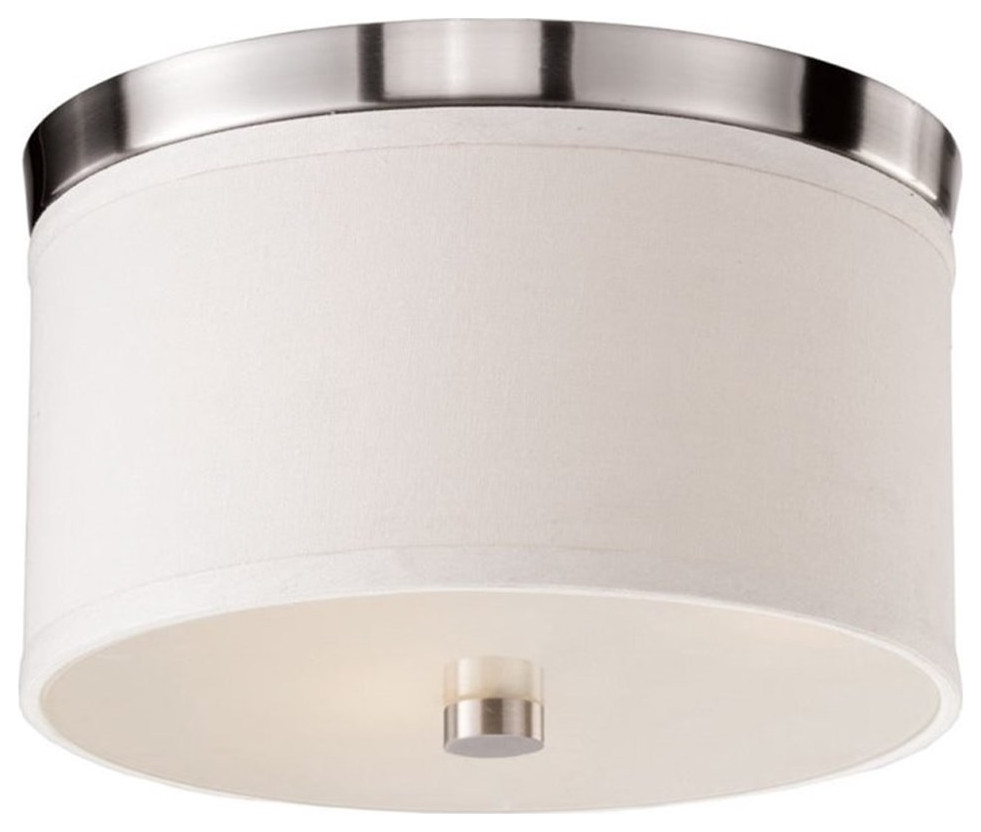 Bromi Design Braxton 10" Metal Round Flush Mount in White and Nickel ...