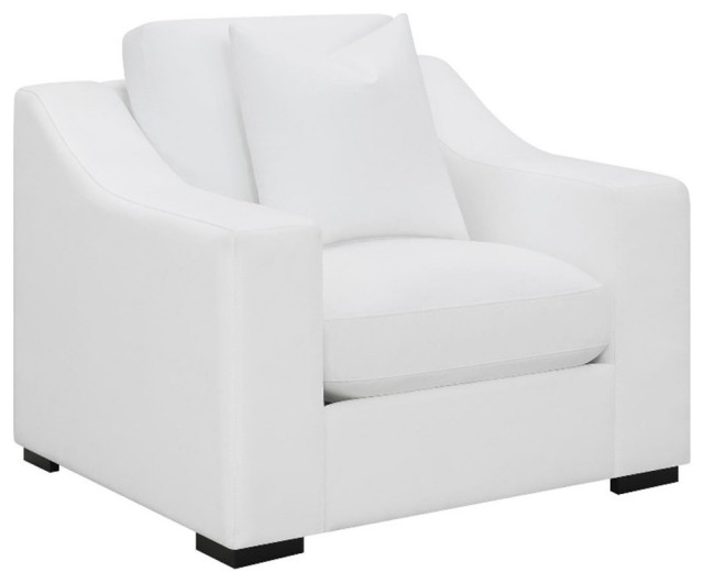 Pemberly Row Upholstered Transitional Fabric Chair with Sloped Arms in ...