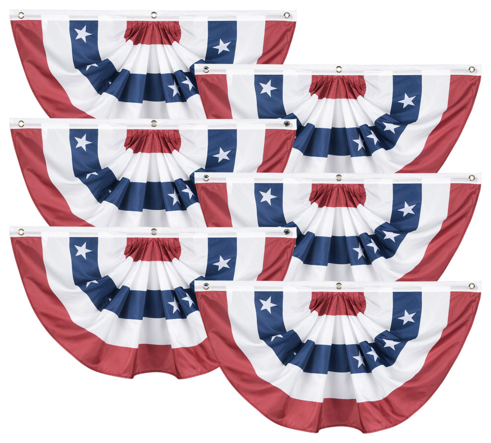 Yescom 6Pcs 1.5x3 Ft USA Pleated Fan Flag Half Fan Banner American ...