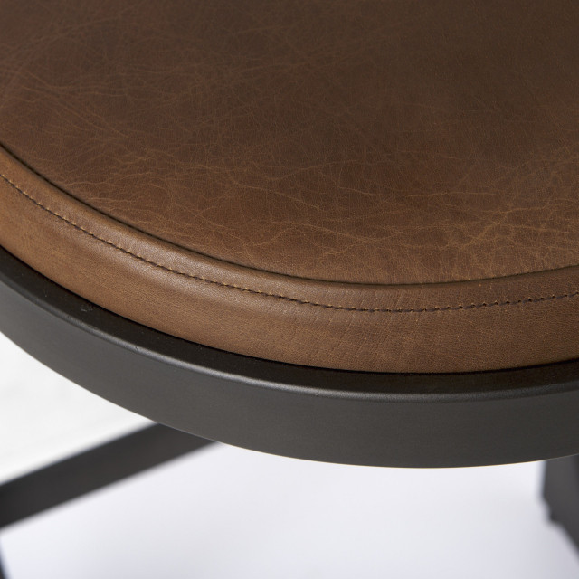 Brown Leather C Shape Metal Bar Stool - Industrial - Bar Stools And ...