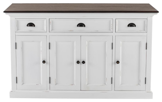 Distressed White and Deep Brown Accent Buffet, Belen Kox - Transitional ...