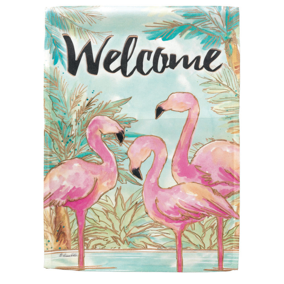 Welcome Flamingo Print Flag, Large - Beach Style - Flags And Flagpoles ...
