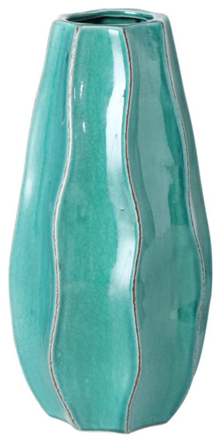 Turquoise Blue Stoneware Vase - Contemporary - Vases - by Whole House ...
