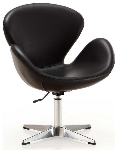 Raspberry Faux Leather Adjustable Swivel Chair, Black and Polished ...