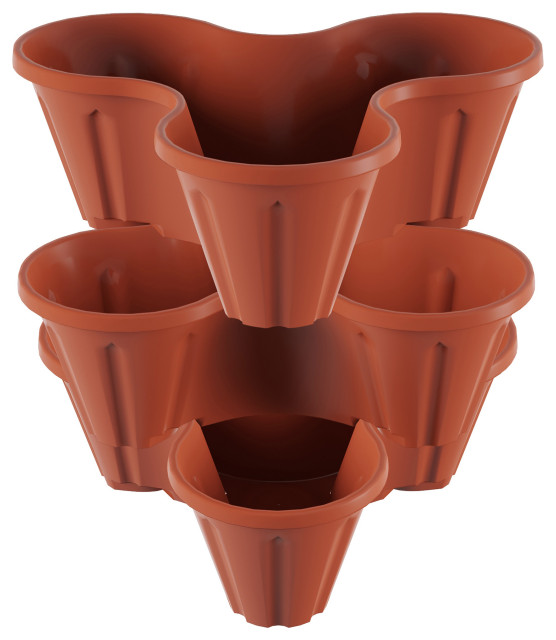 Stacking Planter Tower- 3-Tier Space Saving Pots Indoor/Outdoor ...