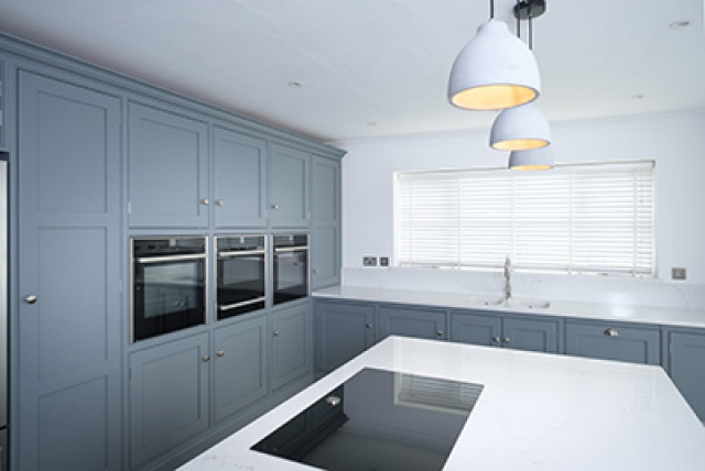 Farrow & Ball De Nimes & Stiffkey Blue Shaker Kitchen - Traditional ...