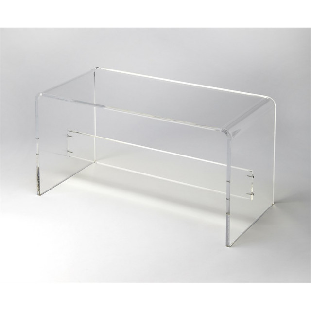 Bowery Hill Contemporary Plastic Crystal Clear Acrylic Bench ...