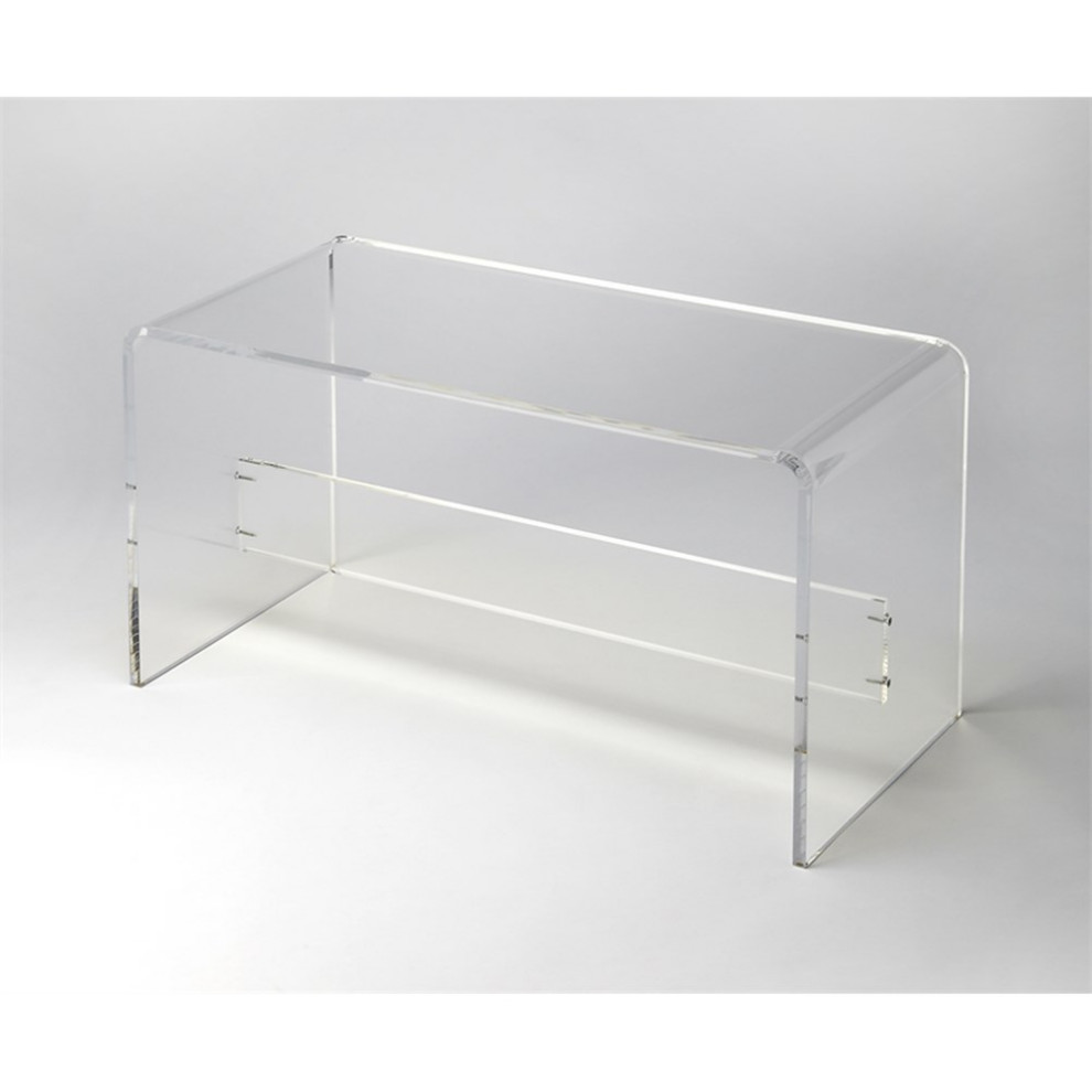 Bowery Hill Contemporary Plastic Crystal Clear Acrylic Bench ...