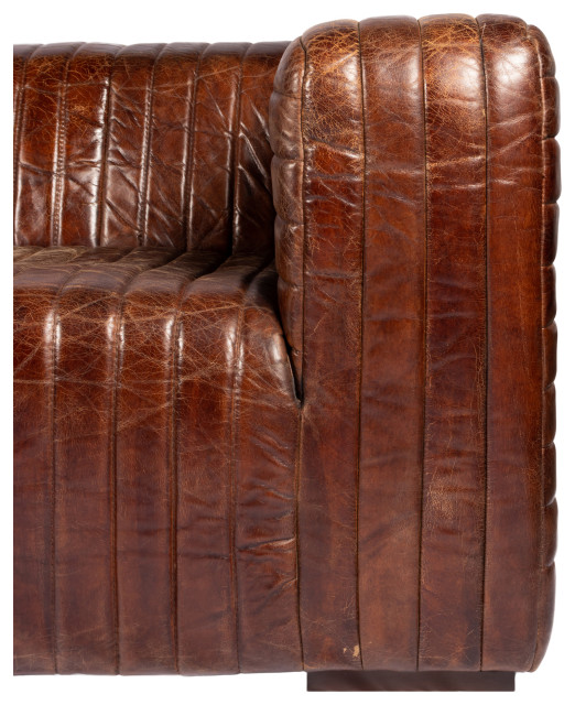 First of A Kind Castle Sofa Cappuccino Brown Leather - Contemporary ...