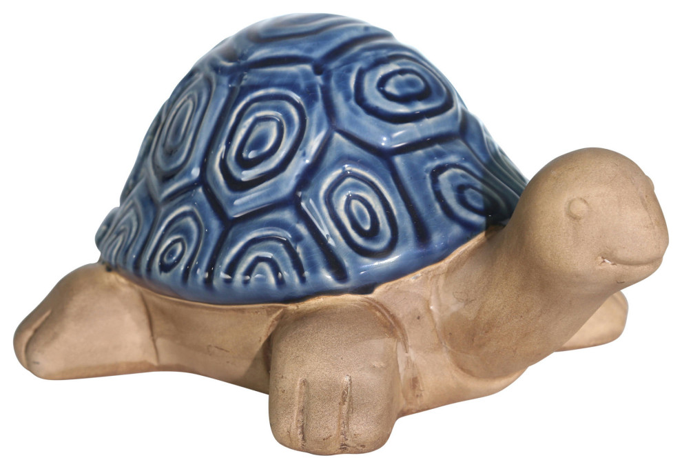 Ceramic Tortoise, 10" Navy - Contemporary - Garden Statues And Yard Art ...