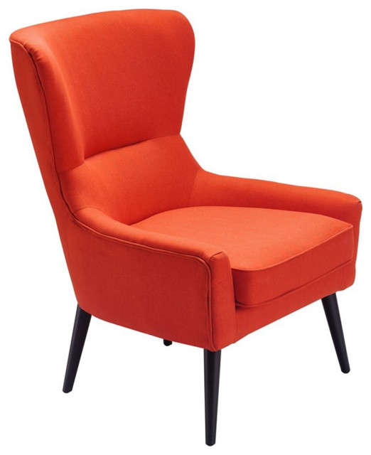 Pemberly Row Modern / Contemporary Auburn Wingback Chair Blood Orange ...