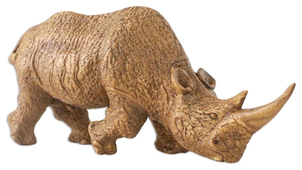 Handmade Respectful Rhino Wood sculpture - Thailand - Contemporary ...