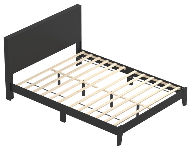 Layton Wood Frame Queen Platform Bed with Headboard - Transitional ...