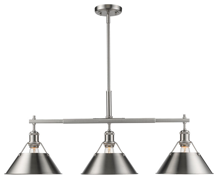 Orwell 3-Light Linear Pendant, Pewter Pewter Shade - Industrial ...