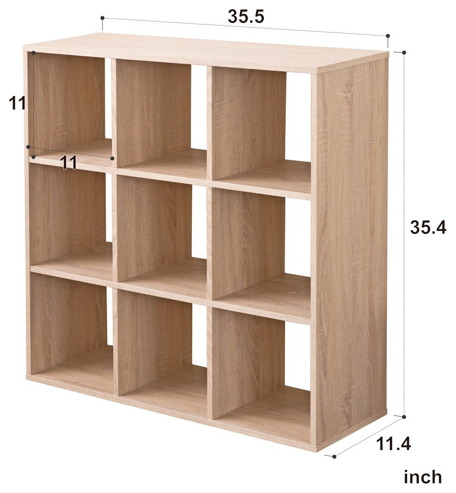 Natural Nine Grid Open Cube Storage Shelf - Transitional - Display And ...
