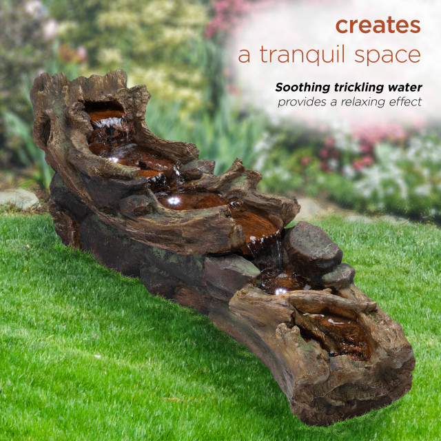 Rainforest River Rapids Fountain With LED Lights - Rustic - Outdoor ...