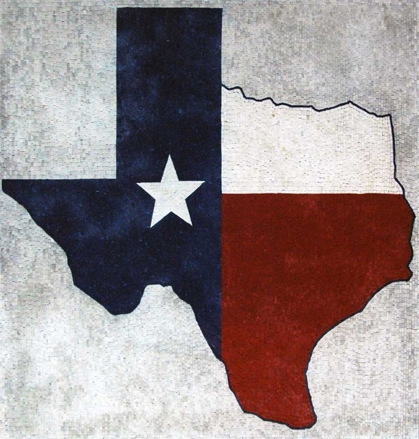 Texas Map Marble Mosaic Art, 32" x 32" - Contemporary - Tile Murals ...