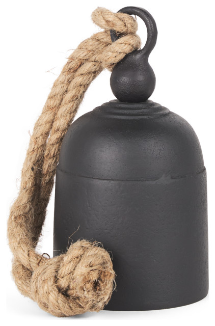 Quincy Small Matte Black Metal Decorative Bell Object - Beach Style ...
