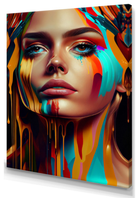 Vibrant Creative Woman Portrait V Canvas, 16x32 - Contemporary - Prints ...
