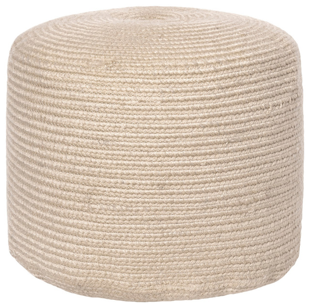 Nuloom Braided Indoor/Outdoor Filled Ottoman Pouf, Beige - Transitional - Floor Pillows And ...