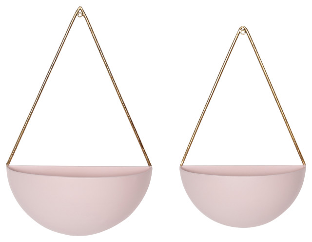 2-Piece Set Metal Half Moon Wall Planters, Pink, 11.75x5.75x18.25 ...