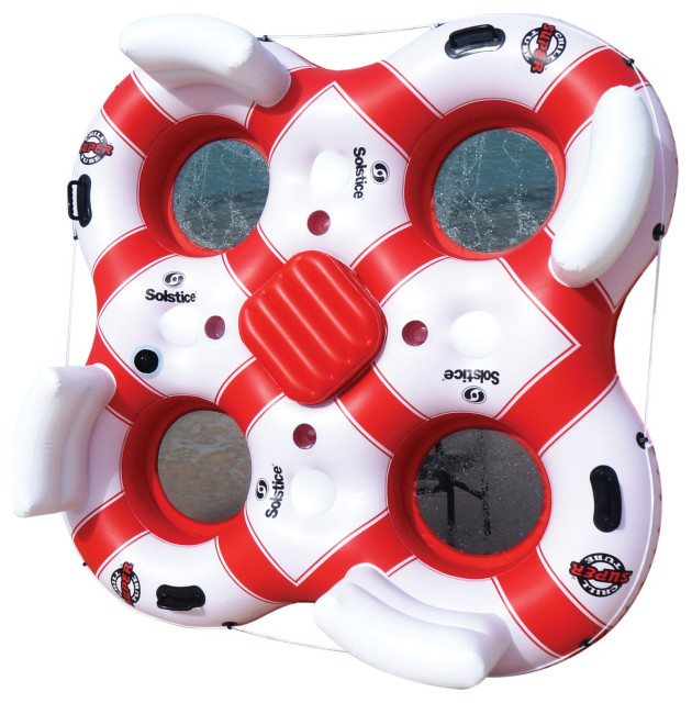 78-Inch White and Red Solstice Super Chill Quarto Swimming Pool Float ...