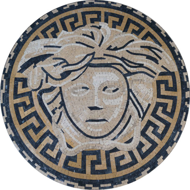 Mosaic Medallion - Ancient Versace Medusa, 40" x 40" - Traditional ...