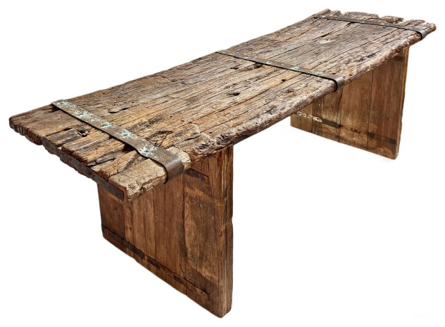 Rustic Wood Iron Strap Table Bench - Rustic - Coffee Tables - by Design ...
