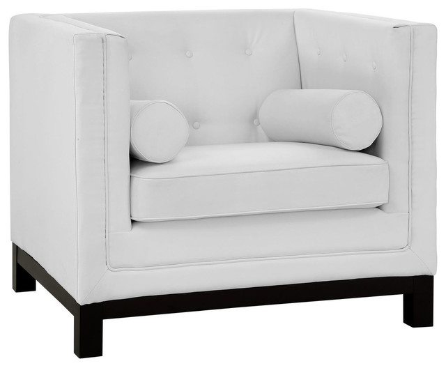 Modern White Imperial Leather Armchair, 33"Lx40.5"Wx32.5"H ...