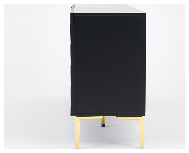 Modern 70.9" Black Buffert Sideboard Table with Gold Legs & 3 Doors ...